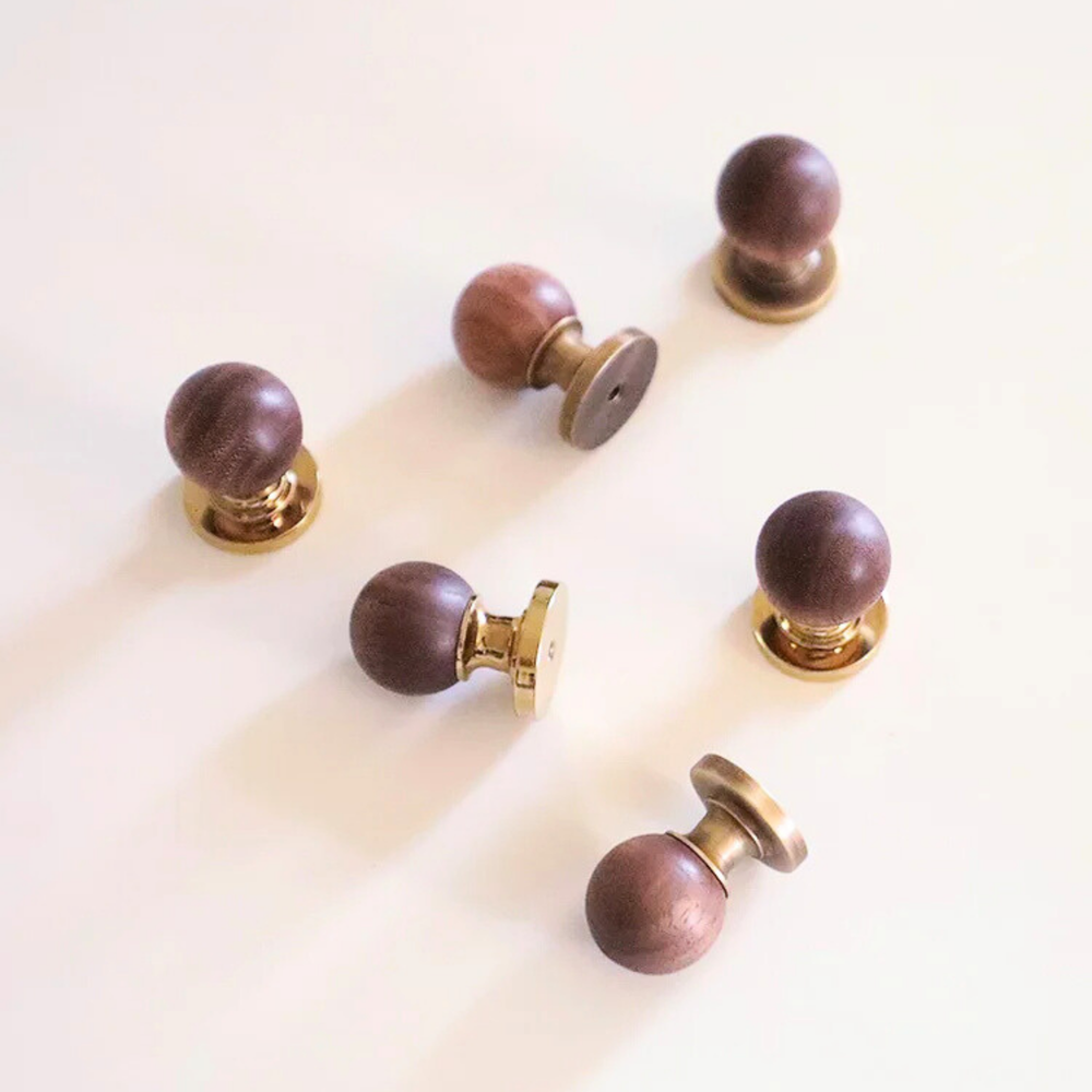 Wood & Brass Drawer Knob | Mid Century Modern | Cabinet Knobs – The ...